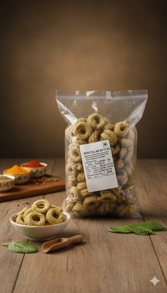 Mini Palak Butter chakli 200 GM – Shreeji Foods